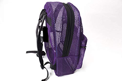 Travel Sport Transparent See Through Mesh Backpack/School Bag (Purple)