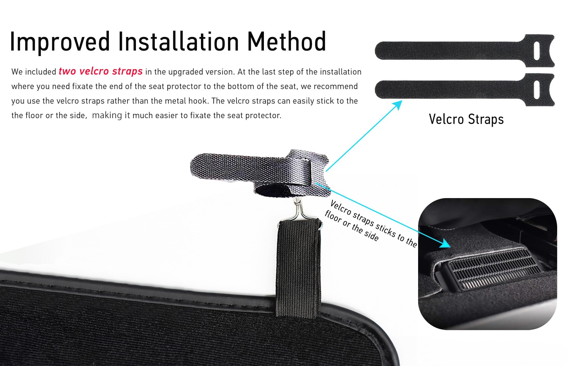 LunaBox Seat Back Protector Designed for Tesla Model Y/3 - Wear Resistant Seat Protector, Seat Back Kick Mats with Bigger Organizer Pocket - 2 PCS (Black)