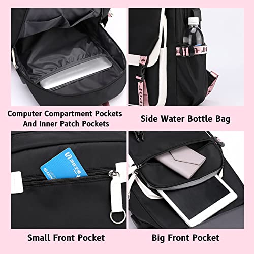 BBSLEVY backpack with USB & audio cable for students, double backpack & casual backpack, 15.6-inch laptop backpack for BTS (BlackPowder), 11.4 x 6.3 x 18