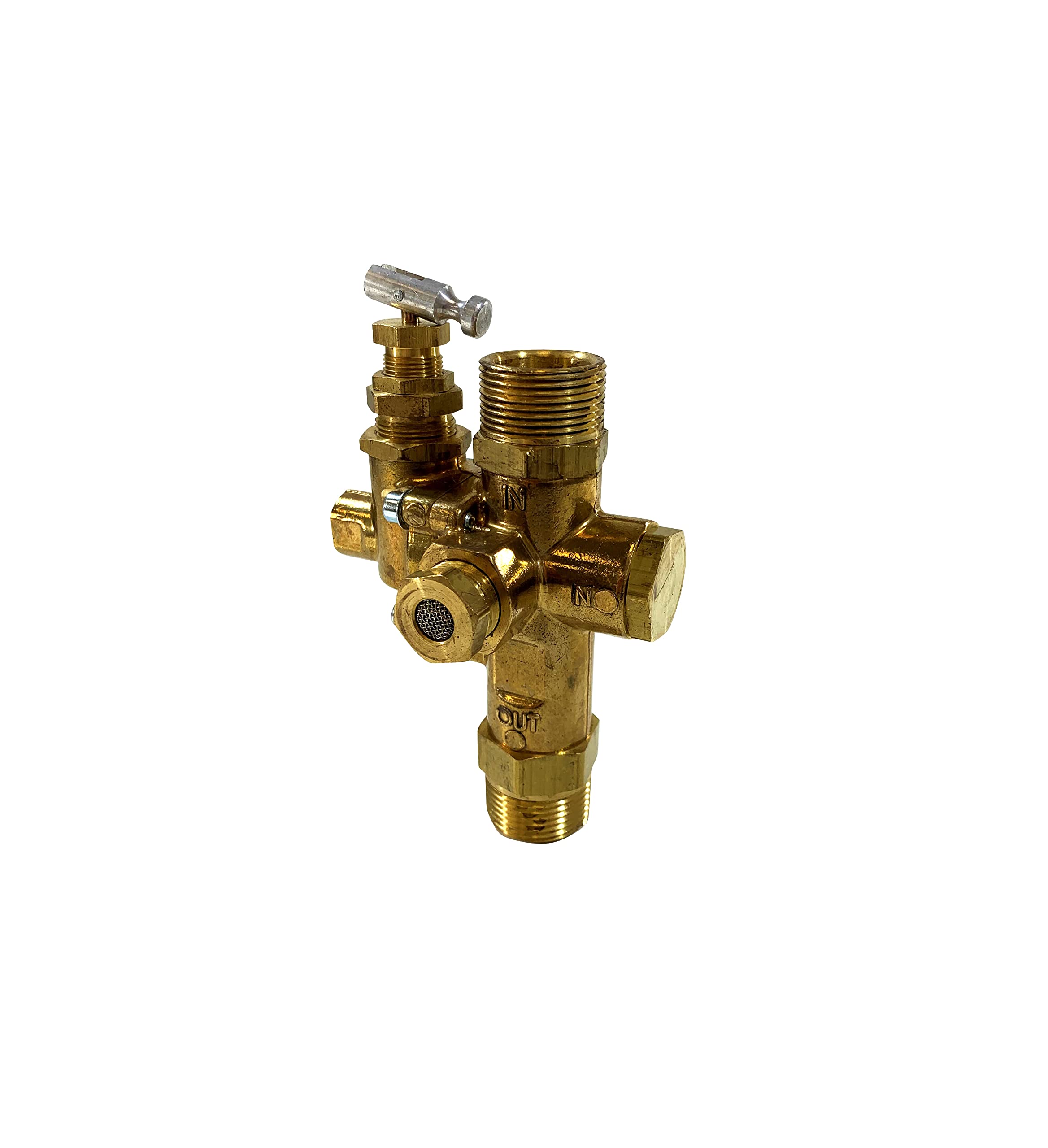 3/4" Compression Top Inlet X 3/4" MNPT Oulet, Combo Unloader Pilot Check Valve with Throttle Control Cable, 6.5HP Max Gas Air Compressors (140-175 PSI Valve & 18" Throttle Control Cable)