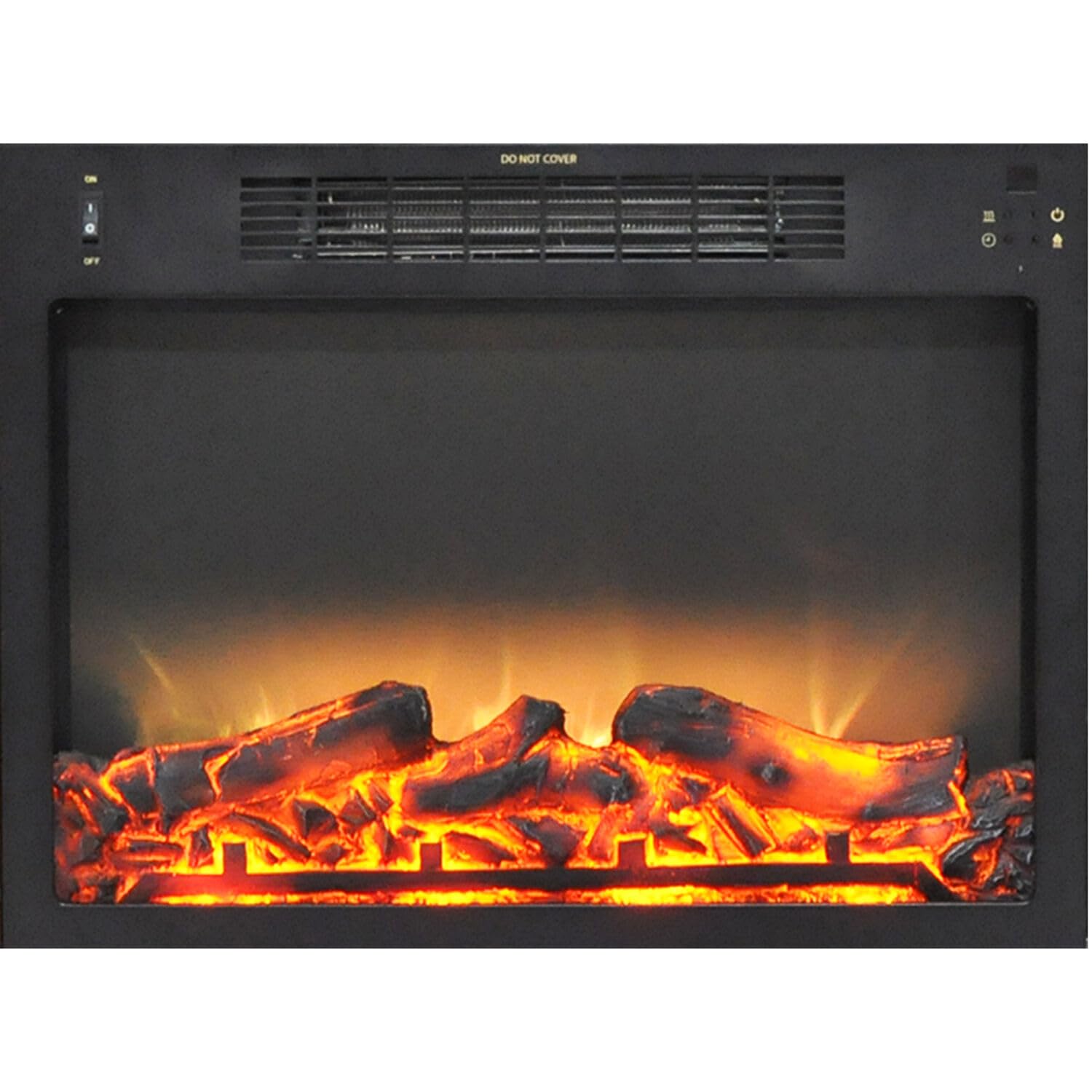 Cambridge Electric Fireplace Insert for Mantel with Realistic Flames & Enhanced Charred Log Display with Remote Control, Modern Indoor Heating for Home & Rooms up to 210 Sq.Ft. (23" x 17.1" x 5")