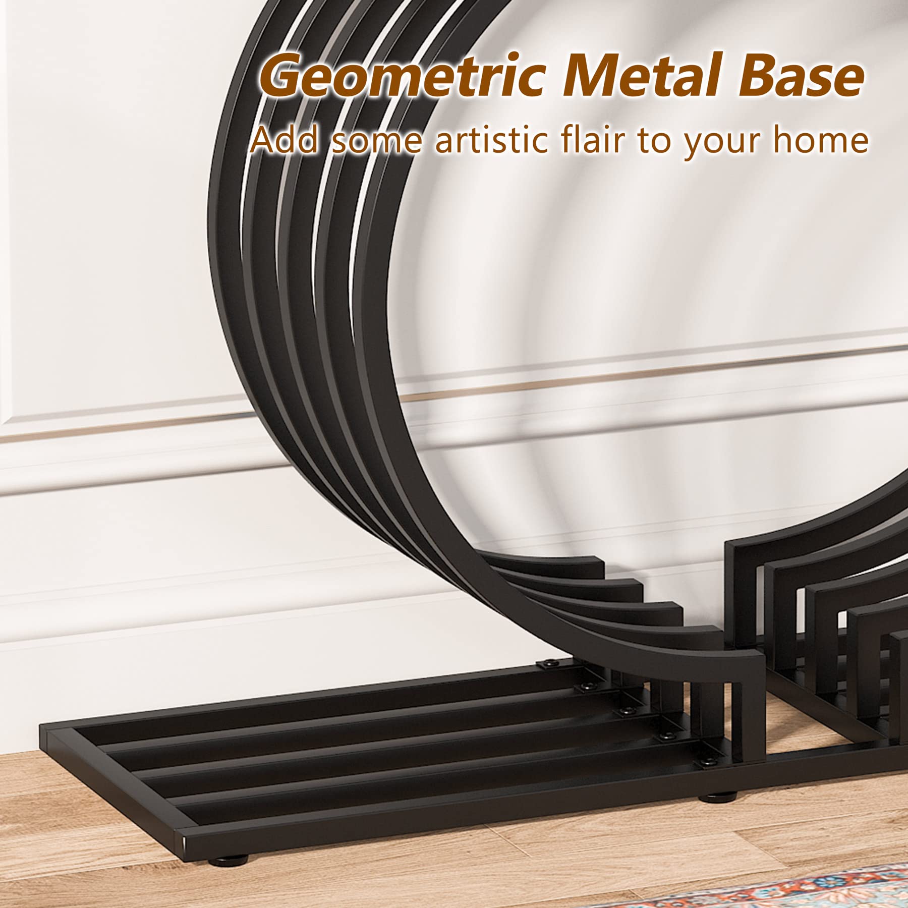 Tribesigns Modern Console Table with Metal Base, 40 inch Geometric Entryway Sofa Narrow Long, Industrial Accent for Living Room, Entryway, Hallyway, Entrance, Rustic Brown,(HOGA-JW0352)