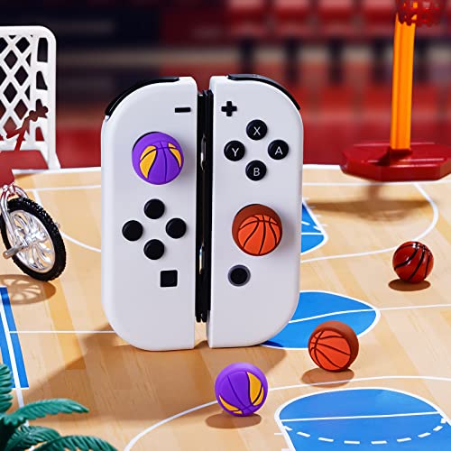 JINGDU Thumb Grip Caps for Nintendo Switch Joy-Con, Cute Silicone Joystick Cap Covers Accessories Compatible with Nintendo Switch/OLED/Lite Joycon, 4PCS Basketball