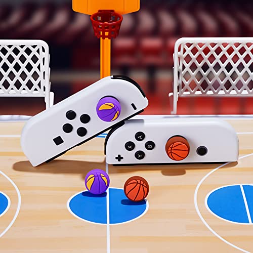 JINGDU Thumb Grip Caps for Nintendo Switch Joy-Con, Cute Silicone Joystick Cap Covers Accessories Compatible with Nintendo Switch/OLED/Lite Joycon, 4PCS Basketball