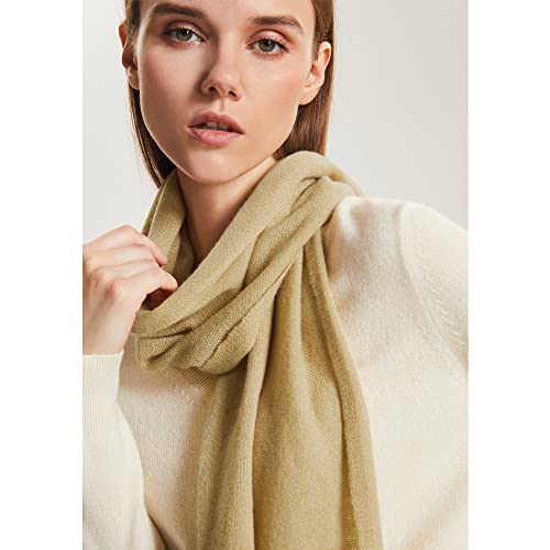 GreenMount Women's Scarf 100% Cashmere Knitted Scarf Shawl Plant Dyeing Warm Soft for Fall Winter Women