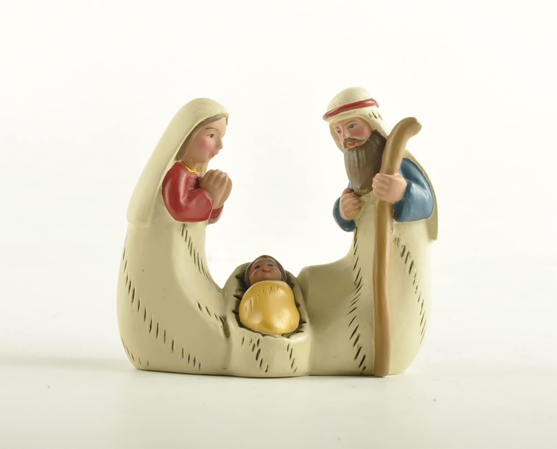 Miniature Holy Family Nativity Figurine - Hand Painted Joseph Mary Religious Figurine with Baby Jesus for Christmas Indoor Tabletop Nativity Scene Decoration, 2.56‘H