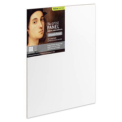 Ampersand Art Supply Wood Gesso Artist Painting Panel: Primed Smooth, 1/8 Inch Depth, 11" x 14"
