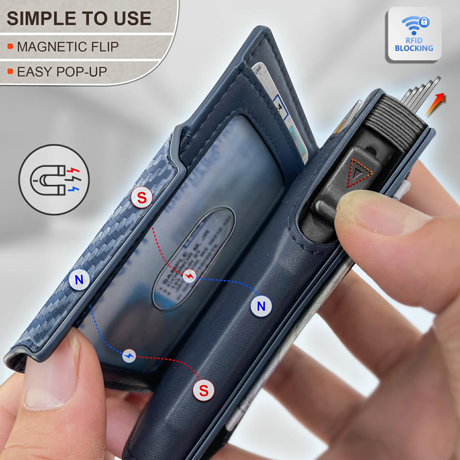 KEMISANT Airtag Wallet Men,Mens Slim Front Pocket Wallet Money Clip Standard or Apple Airtag Use 3.8"×2.8"×0.9"