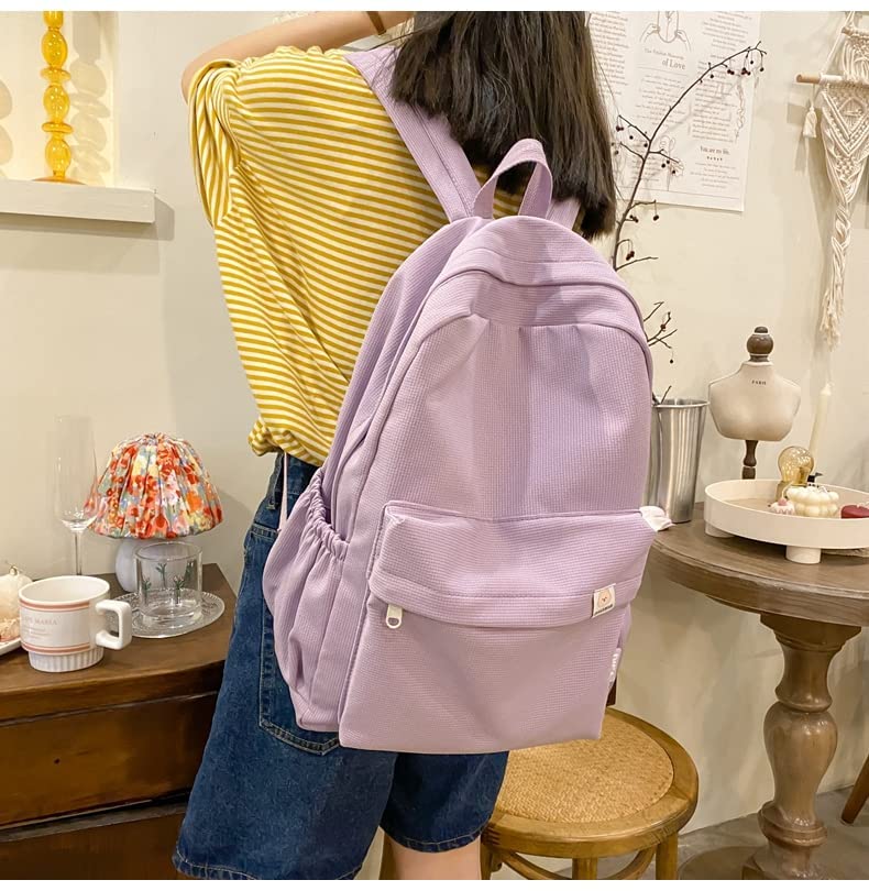 Kawaii Backpack Aesthetic Backpacks Cute School Bag Back to School Backpack Supplies for Teen Girls (Beige)
