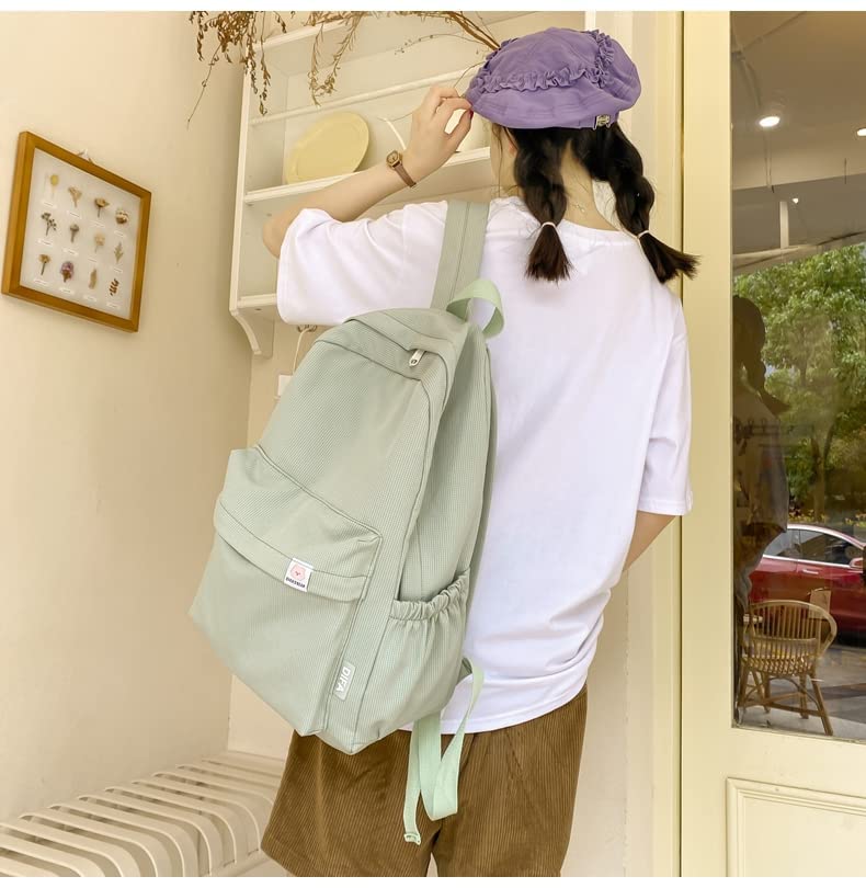 Kawaii Backpack Aesthetic Backpacks Cute School Bag Back to School Backpack Supplies for Teen Girls (Beige)