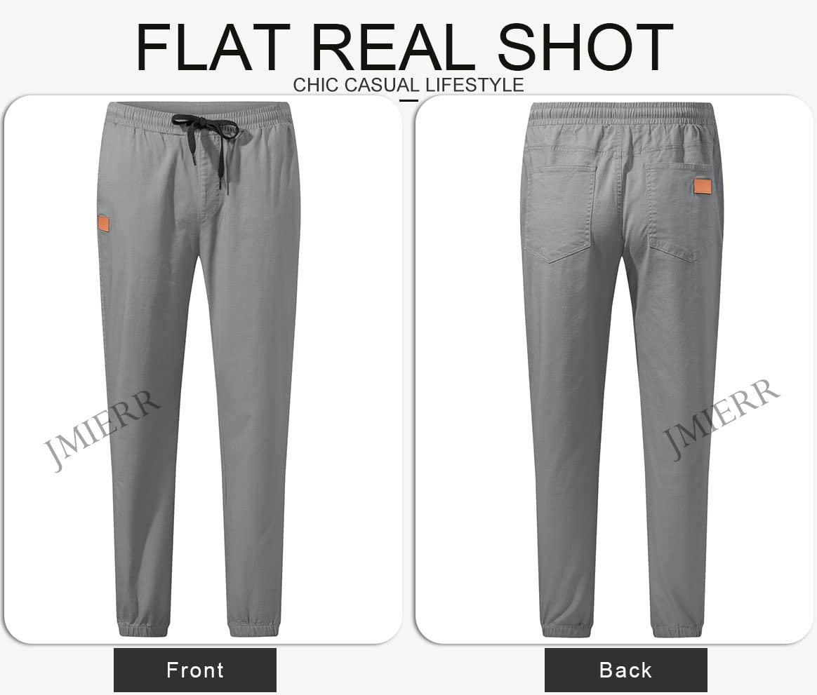 JMIERR Mens Casual Joggers Pants - Cotton Drawstring Chino Cargo Pants Hiking Outdoor Twill Track Jogging Sweatpants Pants with Pockets for Men, US 40(2XL), C Light Grey
