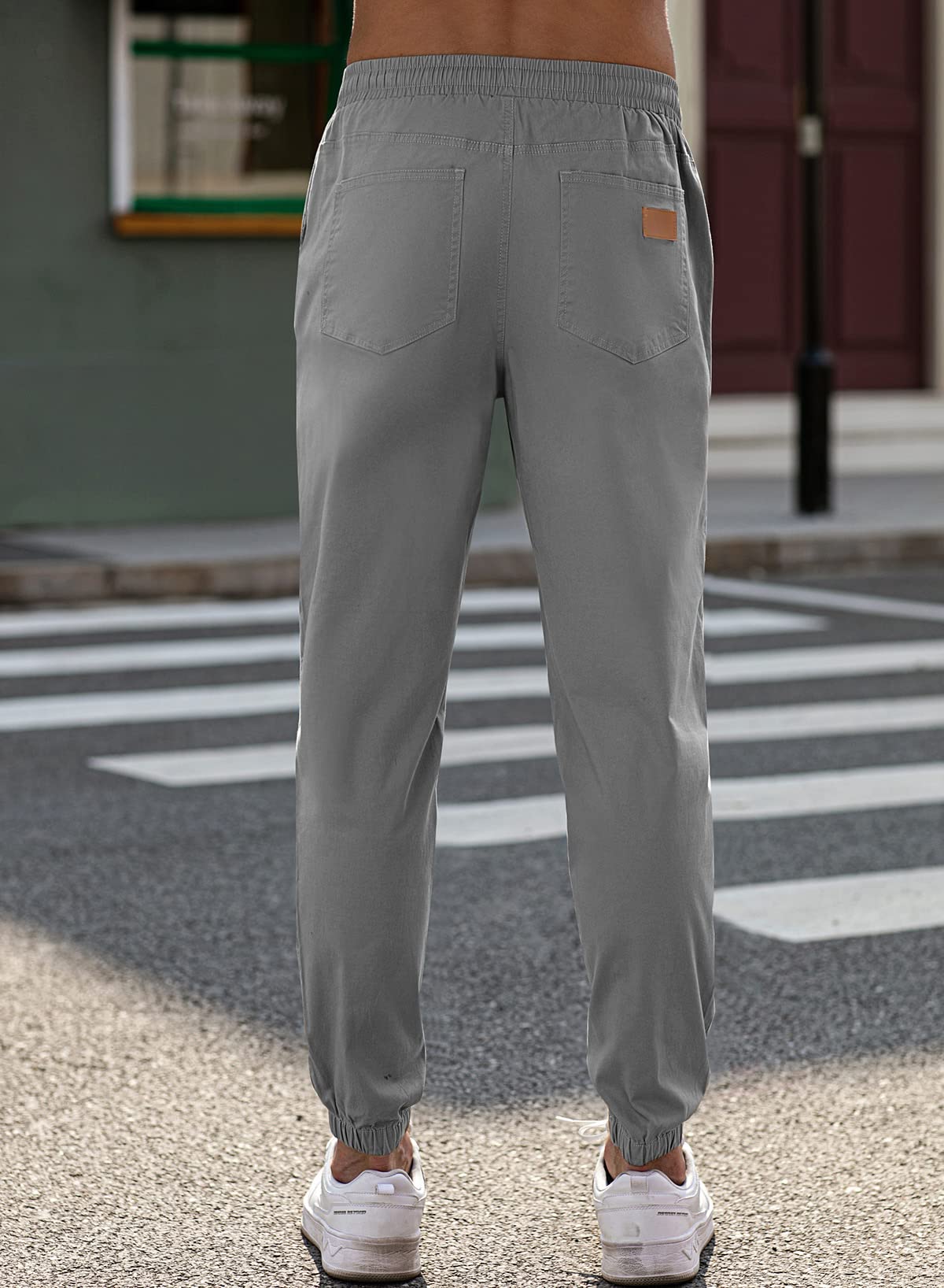 JMIERR Mens Casual Joggers Pants - Cotton Drawstring Chino Cargo Pants Hiking Outdoor Twill Track Jogging Sweatpants Pants with Pockets for Men, US 40(2XL), C Light Grey