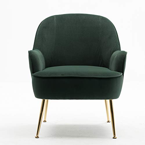 Goujxcy Modern Velvet Accent Tufted Decorative Reading Corner Chair, Vanity Chair for Bedroom, Living Room (Green5)