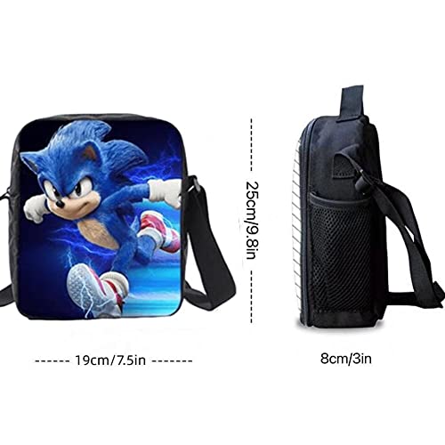 GDFENDU 3 Pcs Anime Hedgehog Backpack with Keychain,16in Teens Travel Laptop Backpack Boy Girl School Bookbag. (C)