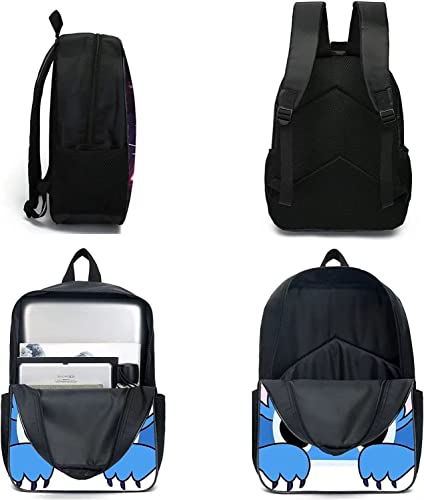 GDFENDU 3 Pcs Anime Hedgehog Backpack with Keychain,16in Teens Travel Laptop Backpack Boy Girl School Bookbag. (C)