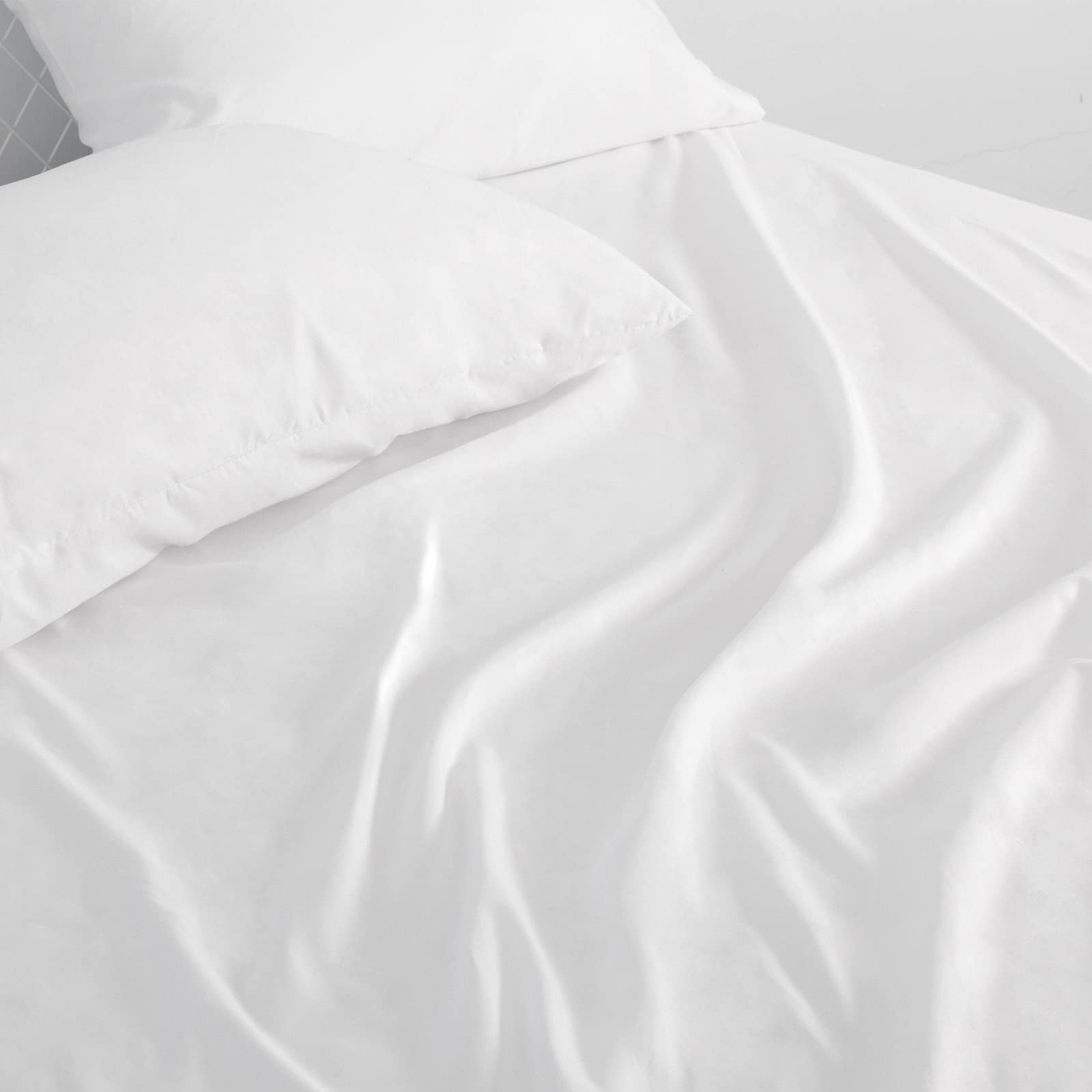 Extra Deep Pocket Air Mattress White Sheets Twin Size - 3Pcs Side Storage Pocket Fitted Sheet & Pillowcase Twin Deep Pocket Sheet Sets Easily Fits for Kids 16in to 24in Pillow Top Air Bed
