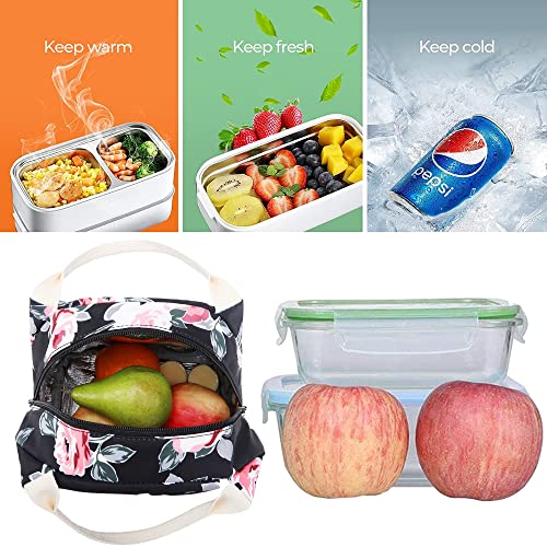 Createy School Backpack for Teen Girls Kids Bookbags Water Resistant Floral Backpack with Lunch Box Pencil Case