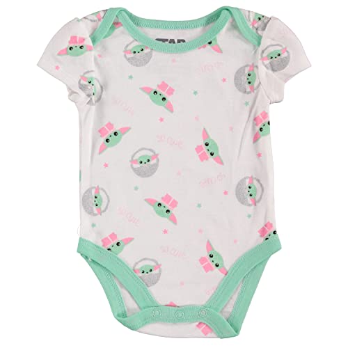 STAR WARS Baby Girls' Short Sleeve Infant Baby Bodysuits for Girls 3 Pack Gift Set (Grey/Pink/Green, 0-3 Months)