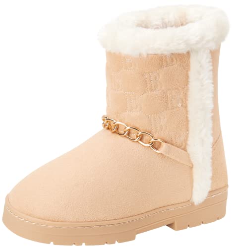 bebe Girls' Winter Boots - Quilted Faux-Fur Shearling Boots (Little Girl/Big Girl), Size 2 Little Kid, Tan