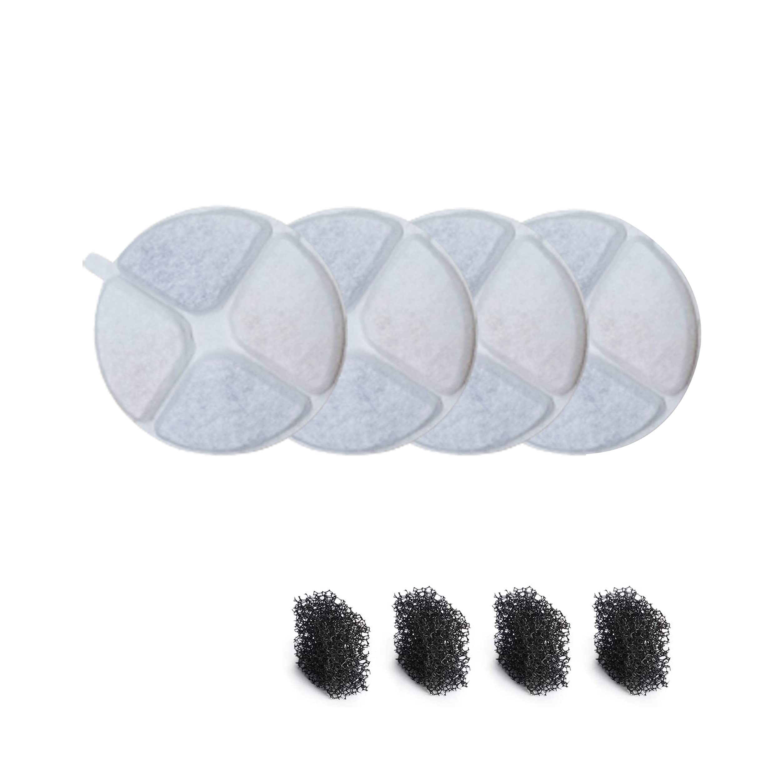 Petory 4 Replacement Filters & 4 Foam Filters for 74oz/2.5L Automatic Pet Water Fountain Cat Water Dispenser…