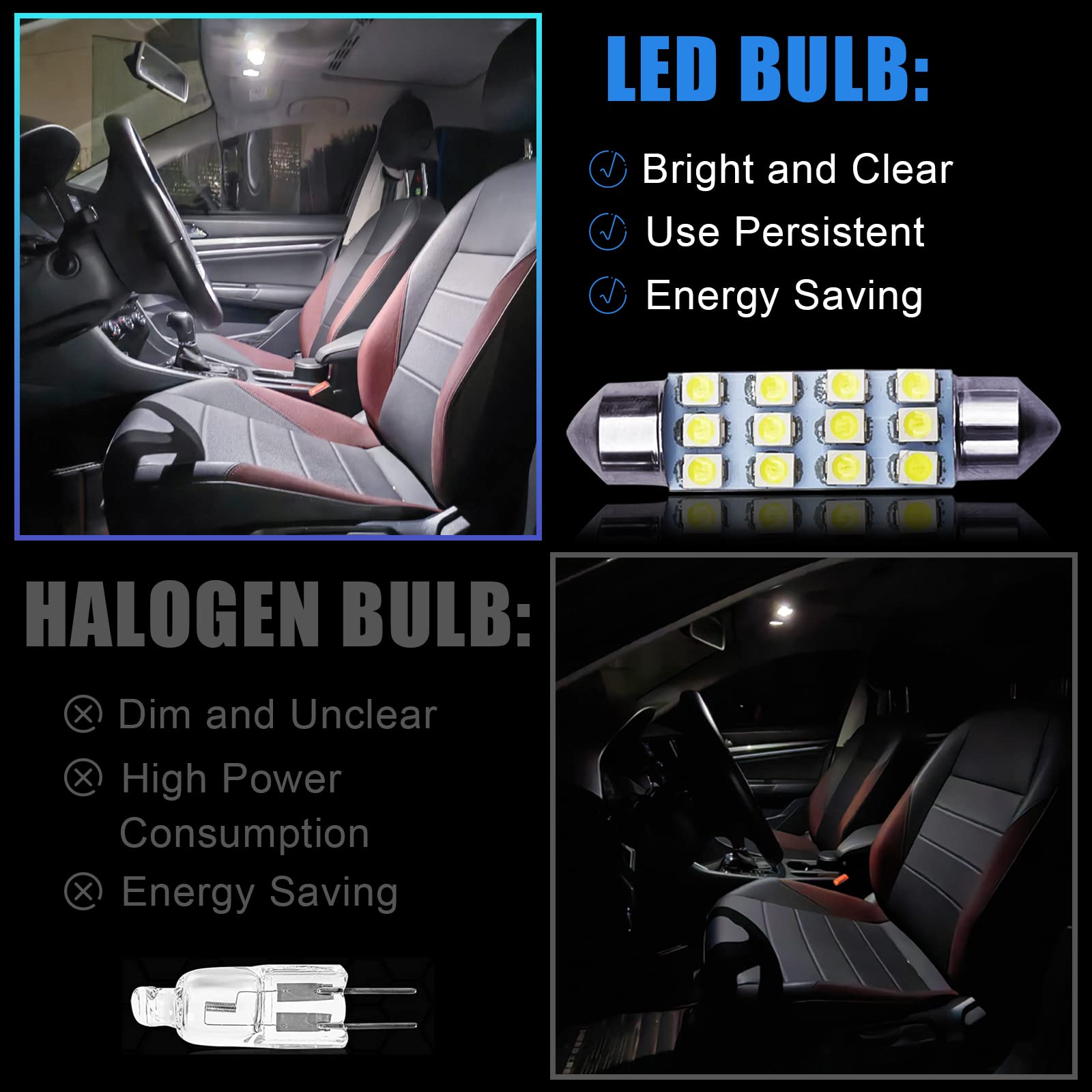 YOGEIER Car Led Bulb, Led Combination Set of 24 Sets, Used for Car Interior/Indoor Map Dome/ Trunk / License Lights, Etc. (White)
