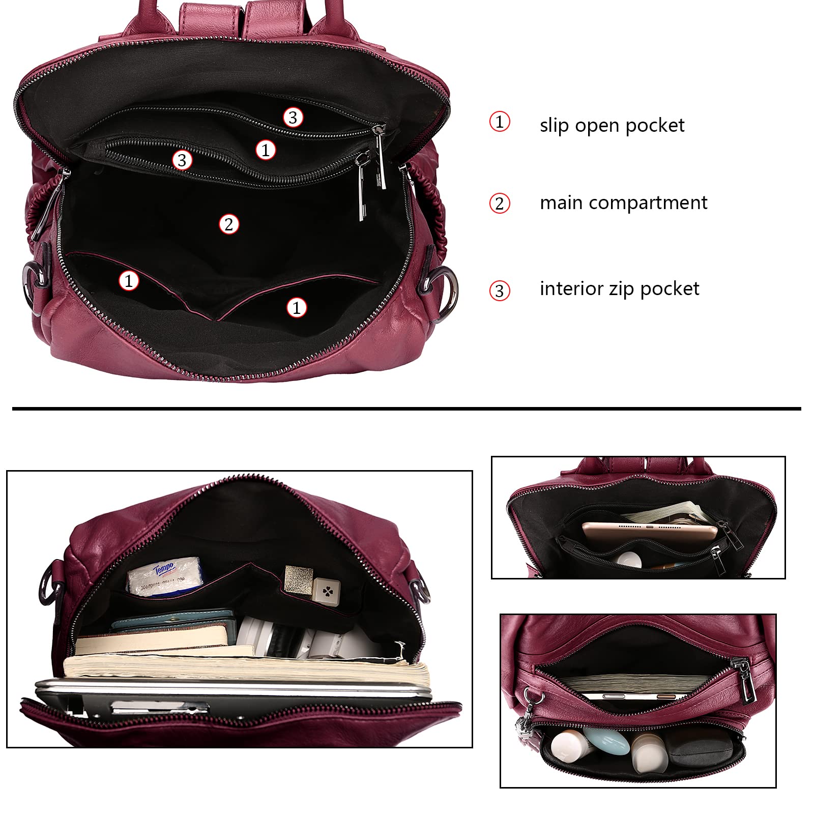 Uromee Travel Backpack Purse for Women Vegan Leather Ladies Fashion Tassel Shoulder Bag Convertible