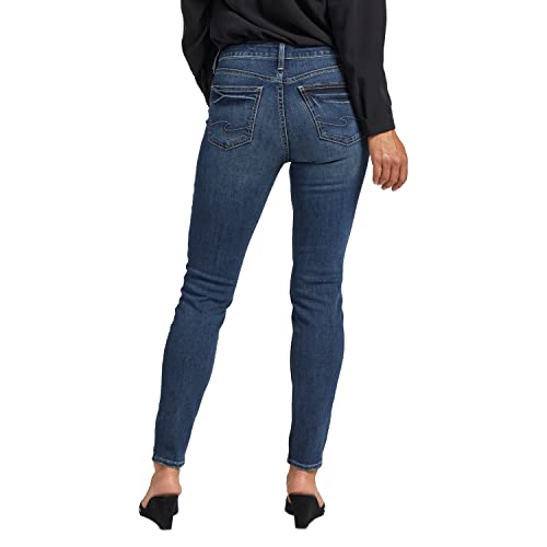 Silver Jeans Co. Women's Suki Mid Rise Skinny Jeans, Med Wash Cool, 34W x 27L