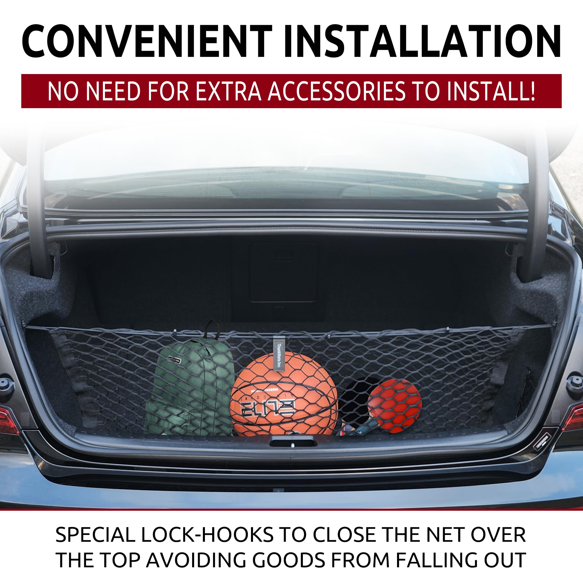 Envelope Style Automotive Elastic Trunk Mesh Cargo Net for Volvo S60 B5-2019-2025 - Premium Trunk Organizer and Storage - Luggage Net for Sedan - Car Organizer for Volvo S60 T8