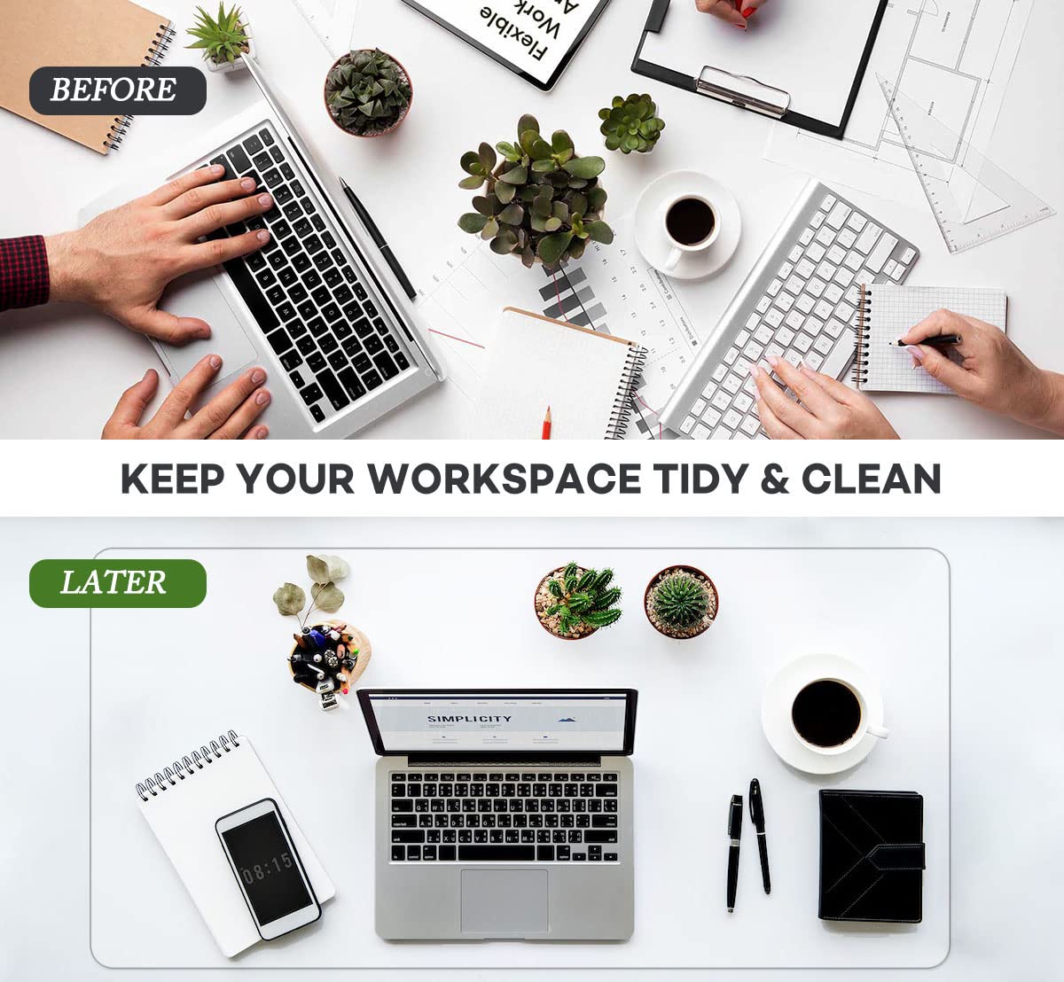 ProValley Clear Desk Pad Blotter 16 × 32 Inches Transparent Plastic Desk Mat 1.5mm Thick Rectangular PVC Desk Cover Vinyl Table Protector for Office Computer Writing Desk Tabletop Dresser Night Stand