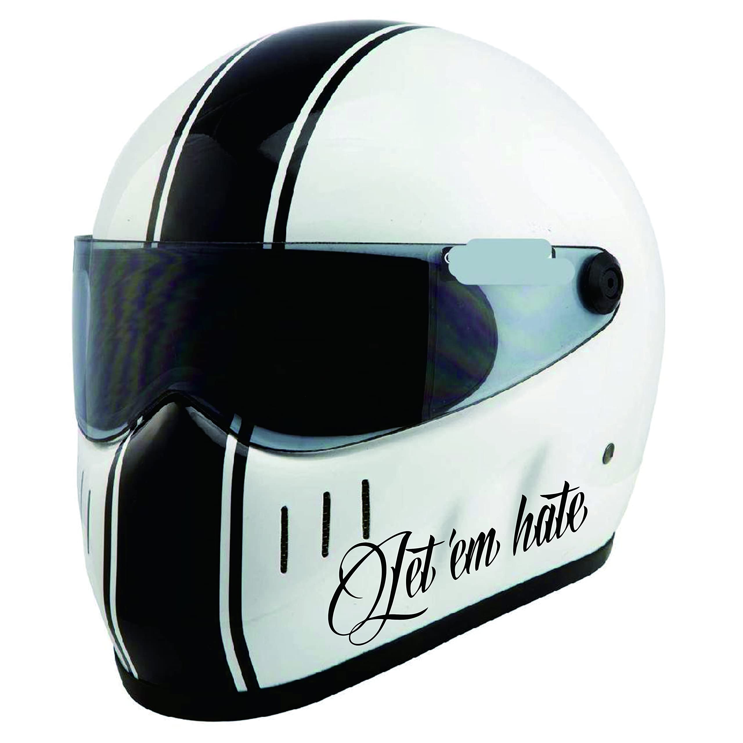 STICKY DUDE 2 Pieces Let 'em Hate Motorcycle Black Helmet Sticker Biker Rider | 7x2inch