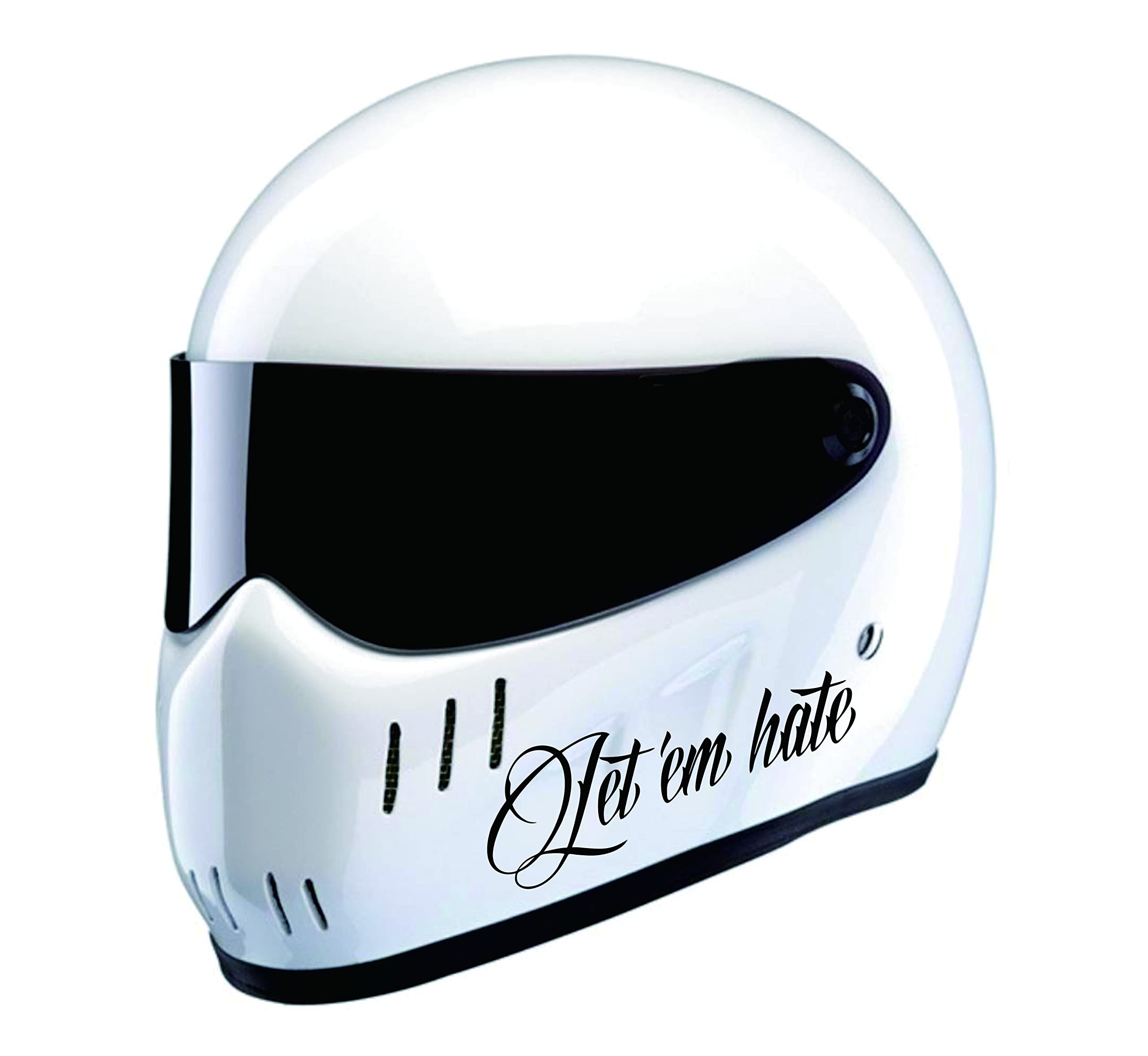 STICKY DUDE 2 Pieces Let 'em Hate Motorcycle Black Helmet Sticker Biker Rider | 7x2inch