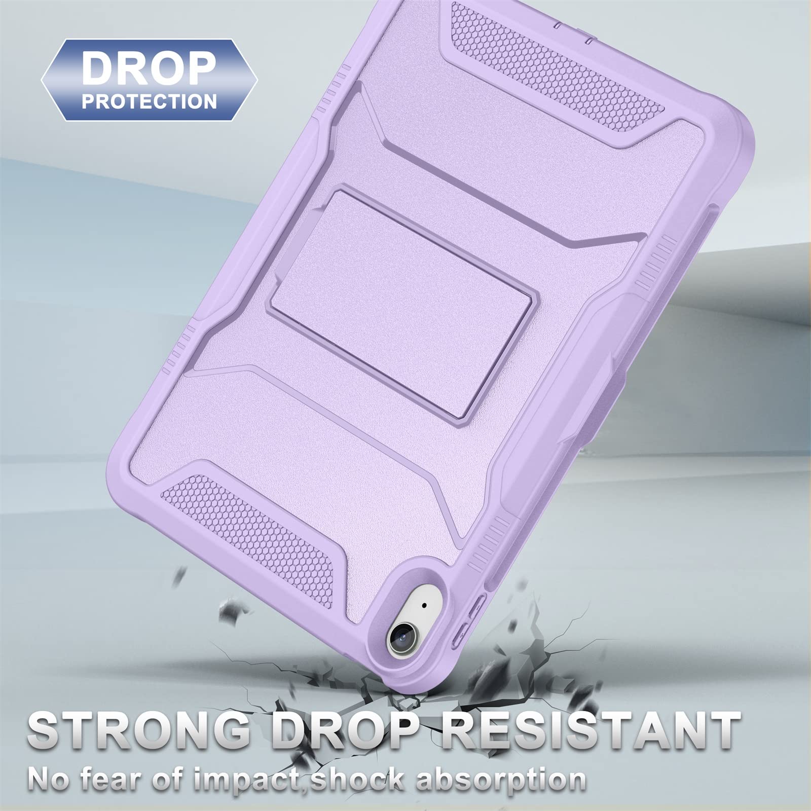 Soke Case for iPad (A16) 11th Generation 11-inch 2025, iPad 10th Generation 10.9-inch 2022, with Built-in Screen Protector and Kickstand, Rugged Full Body Protective Cover - Violet