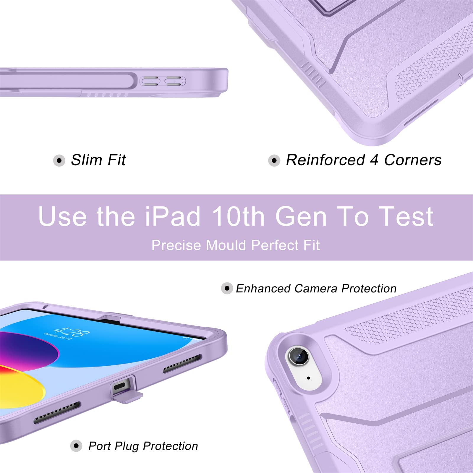 Soke Case for iPad (A16) 11th Generation 11-inch 2025, iPad 10th Generation 10.9-inch 2022, with Built-in Screen Protector and Kickstand, Rugged Full Body Protective Cover - Violet