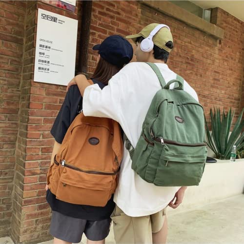 RRRWEI Vintage Casual Lightweight Canvas Backpack School Bag Travel Daypack Laptop Backpack ,Durable Rucksack,Travel Notebook Bag (green)