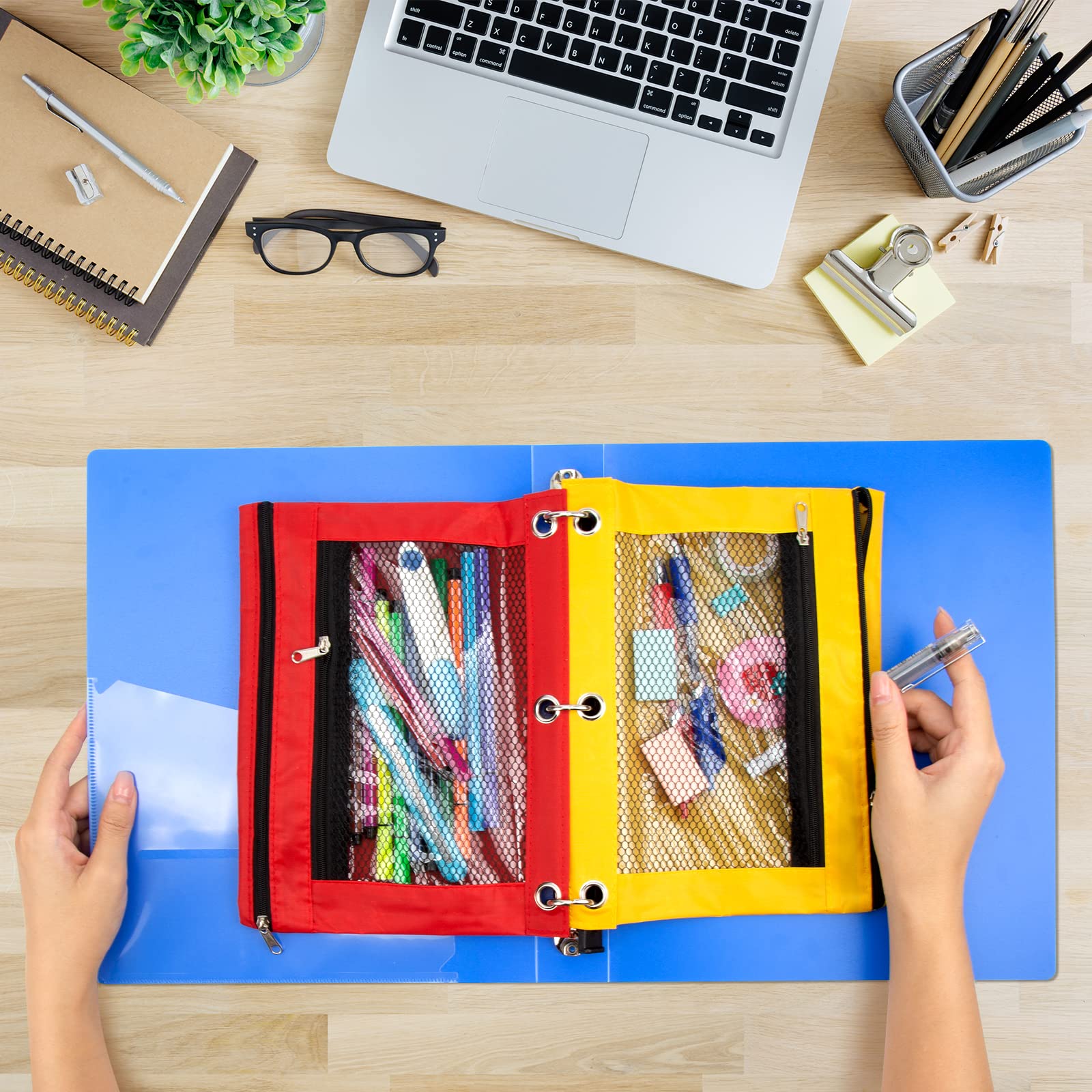 IKAYAS 20 Pack Pencil Pouch for 3 Ring Binder bulk Binder Pencil Pouch with Zipper, Pencil Pouches Pencil Bags for Classroom bulk Pencil Box Pencil Case for Storing School Students Teacher Supplies