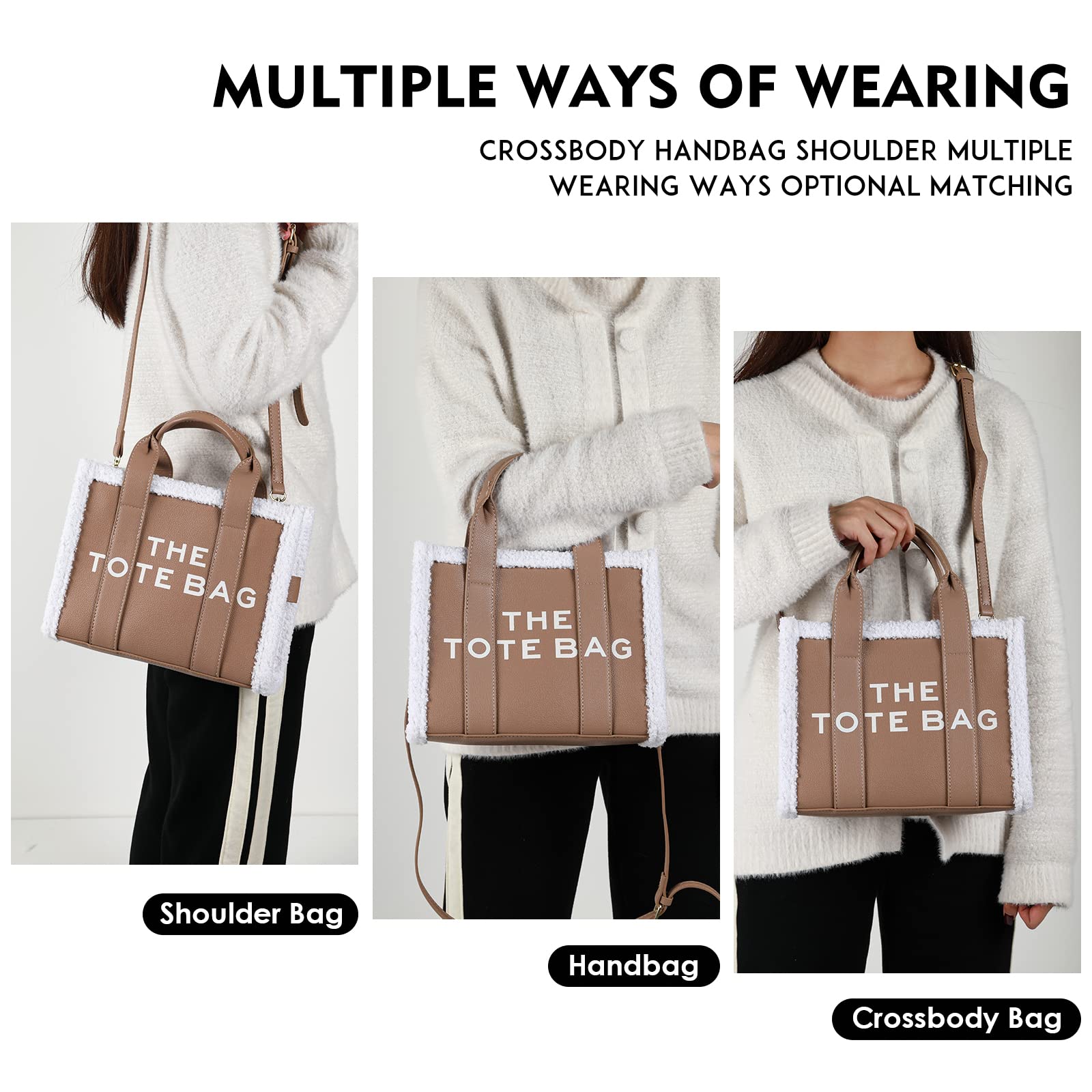 JQAliMOVV The Tote Bags for Women - Personalized Leather Mini Top-Handle Crossbody Handbag for Travel Work Shopping (Khaki)