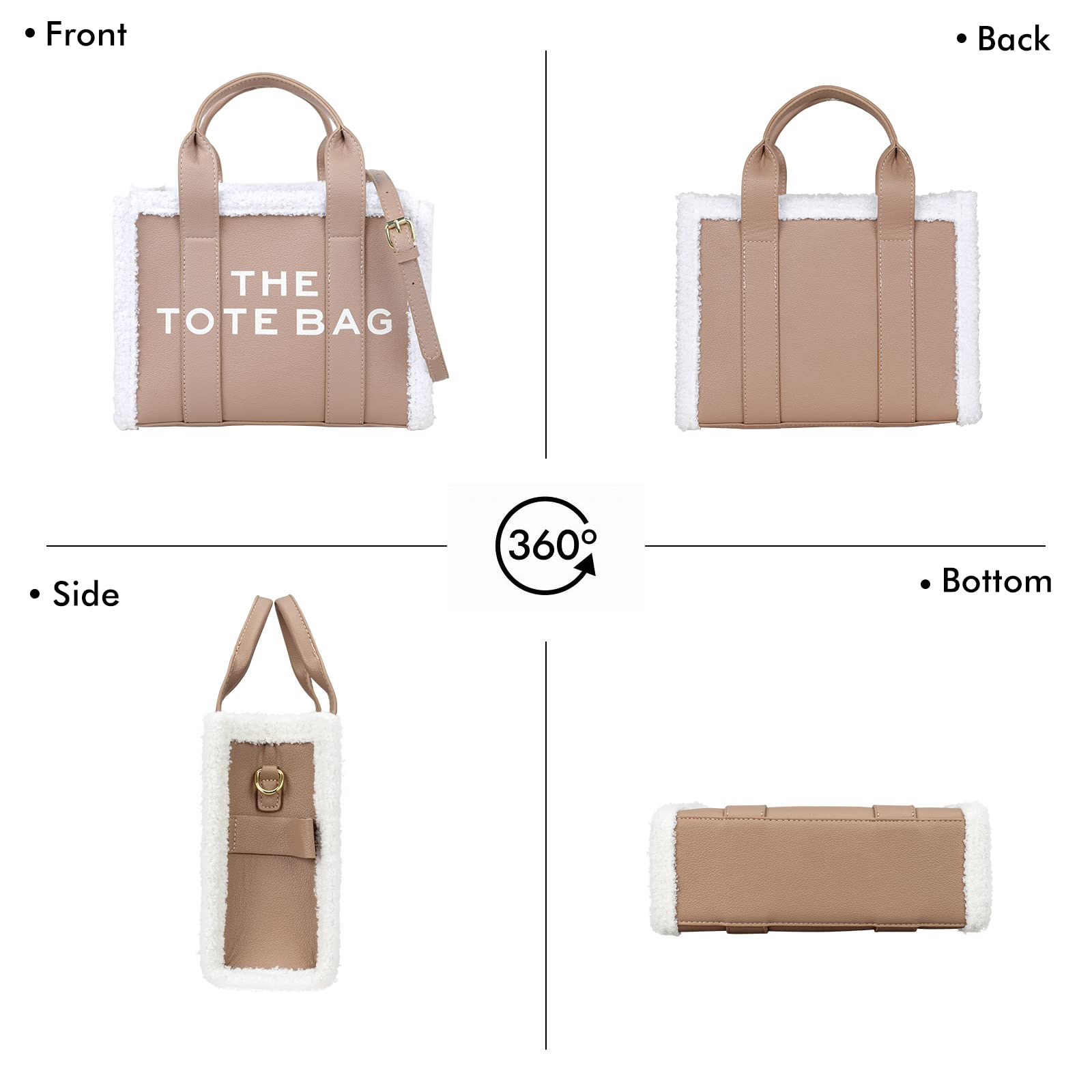 JQAliMOVV The Tote Bags for Women - Personalized Leather Mini Top-Handle Crossbody Handbag for Travel Work Shopping (Khaki)