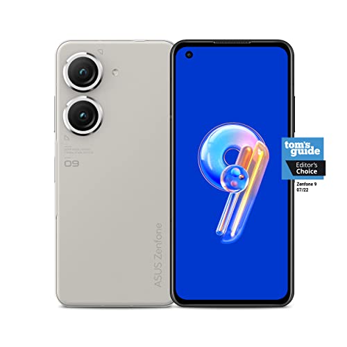 ASUS ZenFone 9 Cell Phone, 5.9” FHD+ 2400x1080 AMOLED 120Hz, IP68, 4300mAh Battery, 50MP/12MP Dual Camera, 12MP Front, 8GB RAM, 256GB, 5G LTE Unlocked Dual SIM, White, AI2202-8G256G-WH [US Version]