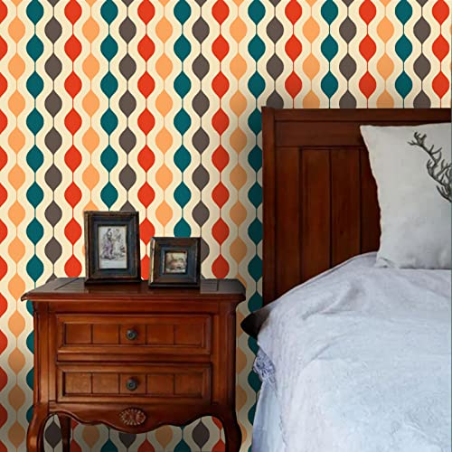 Red＆Yellow＆Green Peel and Stick Wallpaper Contact Paper 15.7”×196.8” Removable Wall Coverings for Home Decorative Table and Door Renovated