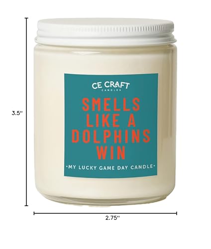 CE Craft - Smells Like A Dolphins Win Candle - Football Themed Candle, Gift for Dad, Gift for Son, Florida Gift, Florida Themed Candle, Gift for Him (Iced Vanilla Woods)
