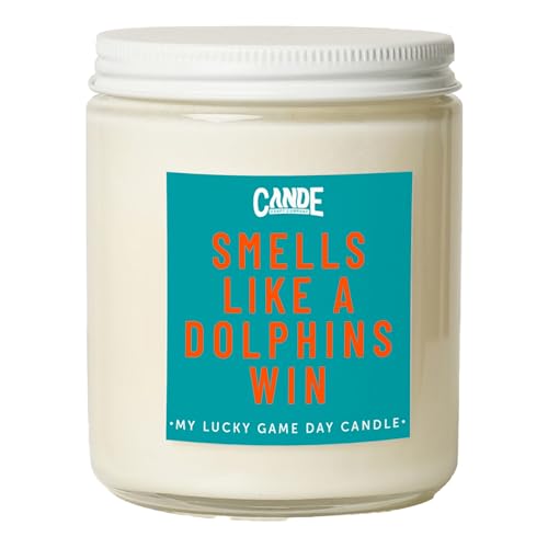 CE Craft - Smells Like A Dolphins Win Candle - Football Themed Candle, Gift for Dad, Gift for Son, Florida Gift, Florida Themed Candle, Gift for Him (Iced Vanilla Woods)