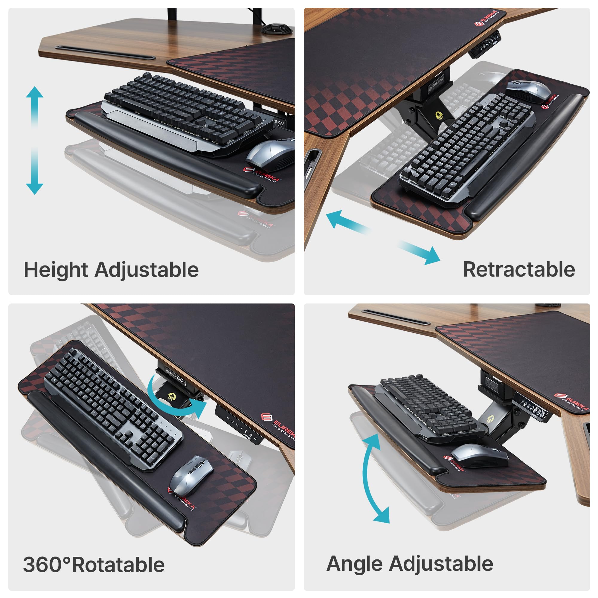 EUREKA ERGONOMIC Standing Desk Adjustable Height, Computer Desk w Keyboard Tray 72" Gaming Music Studio Desk LED Monitor Stand,Dual Motor,Slot Design,Walnut