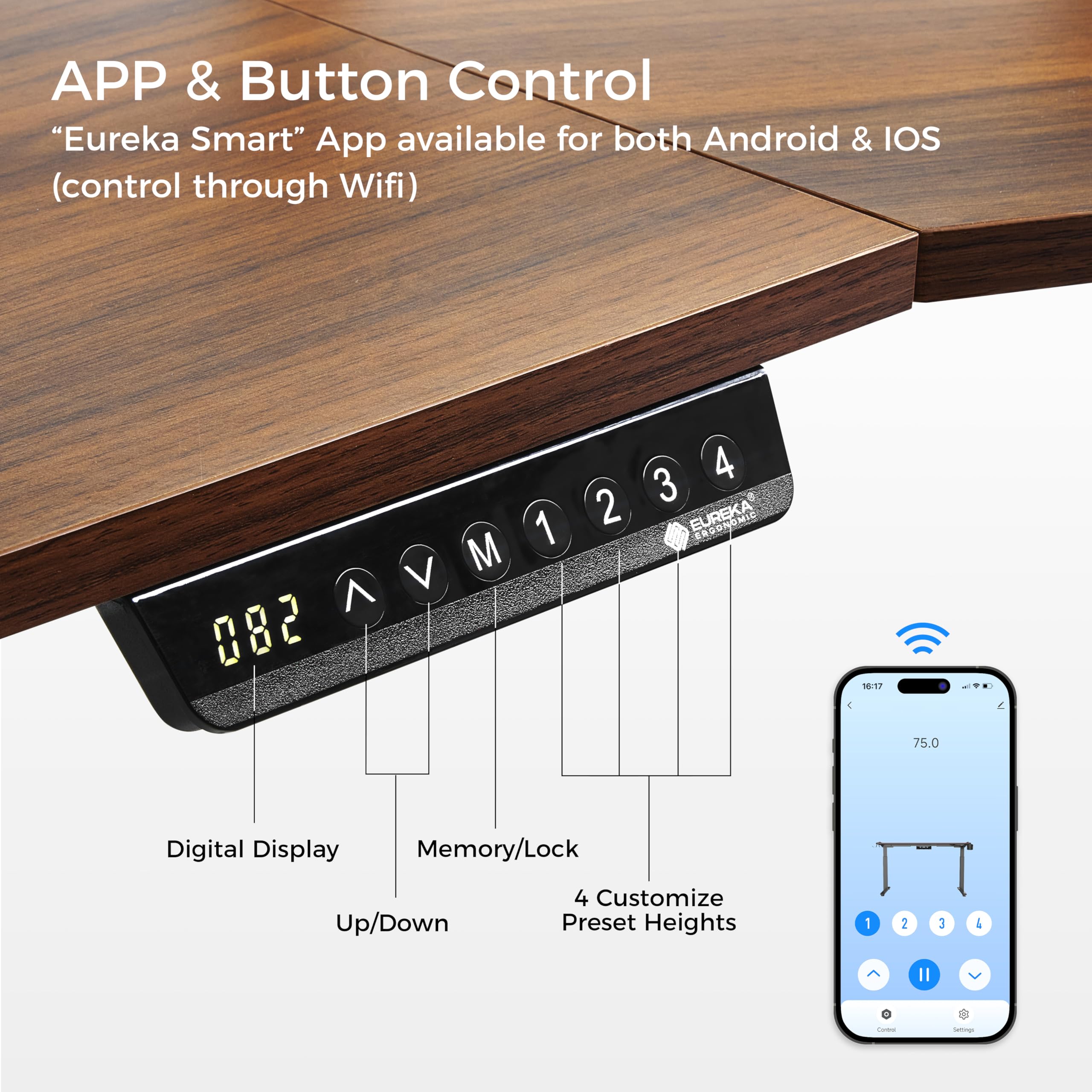 EUREKA ERGONOMIC Standing Desk Adjustable Height, Computer Desk w Keyboard Tray 72" Gaming Music Studio Desk LED Monitor Stand,Dual Motor,Slot Design,Walnut