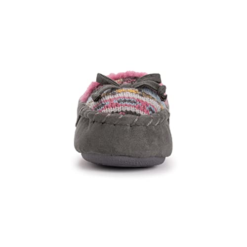 MUK LUKS Patterned Moccasins, Dark Grey Heather, X-Small Unisex Little_Kid