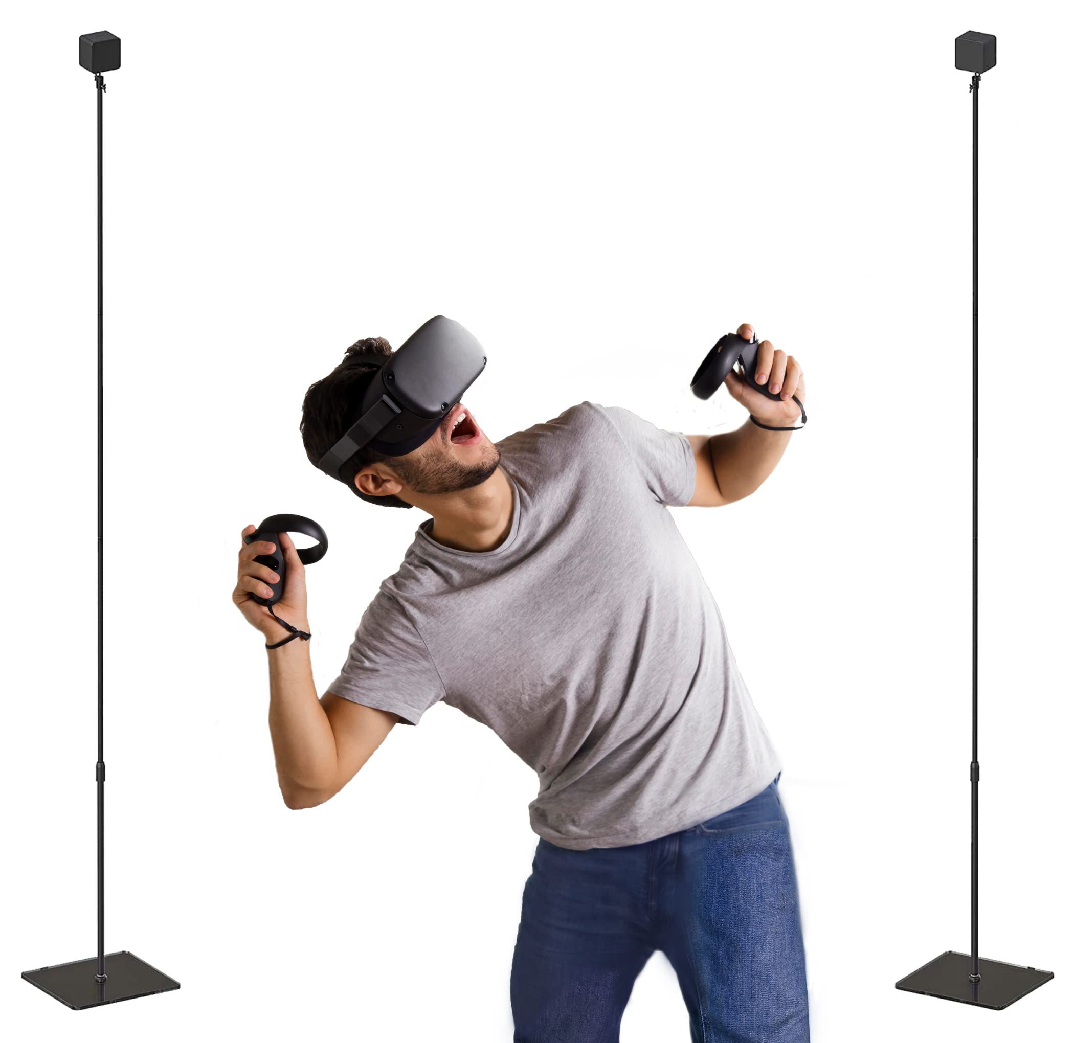 Skywin VR Tracker Belt and Tracker Strap Bundle (1 Belt and 2 Hand Straps) + VR Glass Stand (2Pack) - HTC Vive Compatible, Adjustable Belt and Hand Straps
