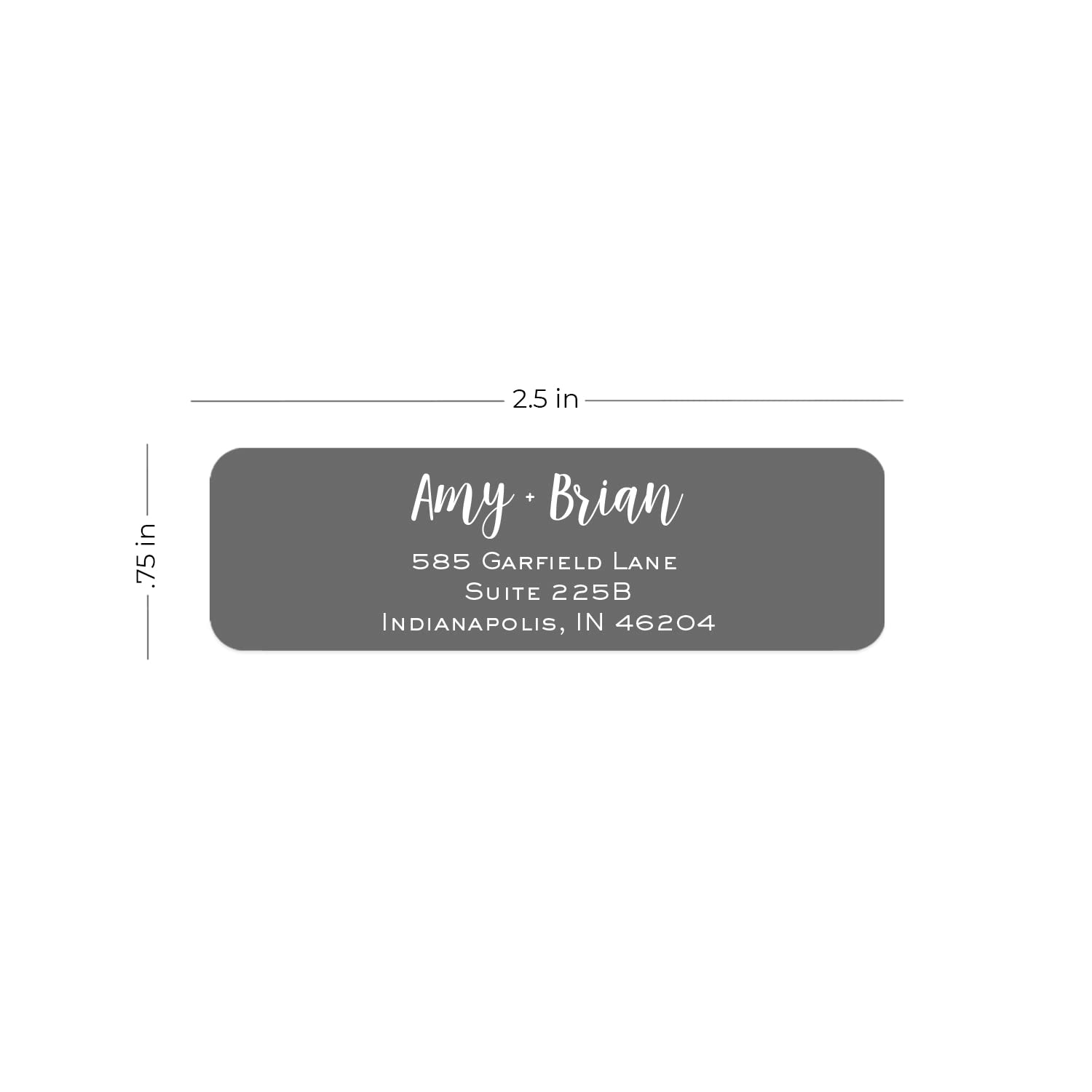 Simple Modern Charcoal Rolled Address Labels/Roll of 250 Slate Gray Personalized Address Labels/Designer Return Address Stickers in Elegant Plastic Dispenser