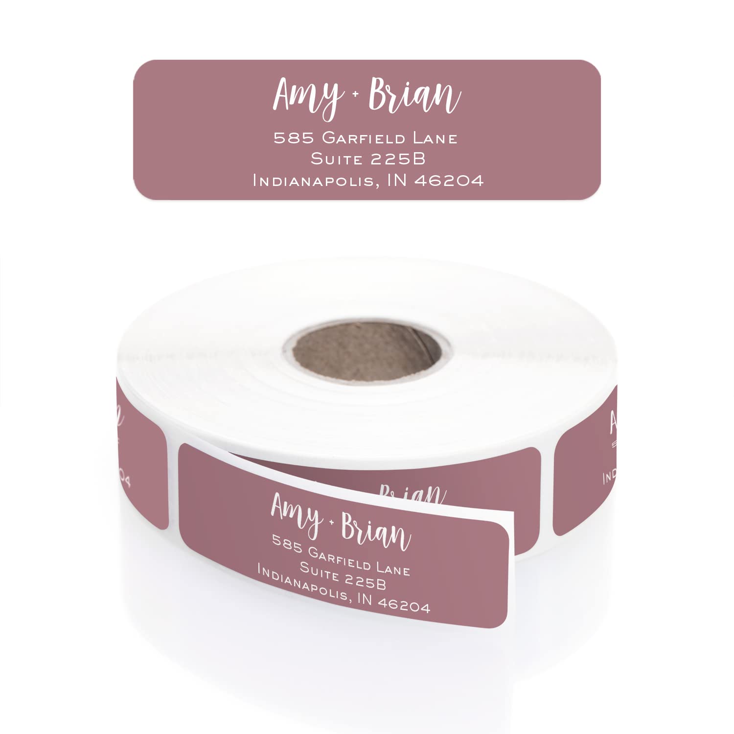 Modern Dusty Purple Rolled Address Labels/Roll of 250 Muted Plum Personalized Address Labels/Designer Return Address Stickers in Elegant Plastic Dispenser