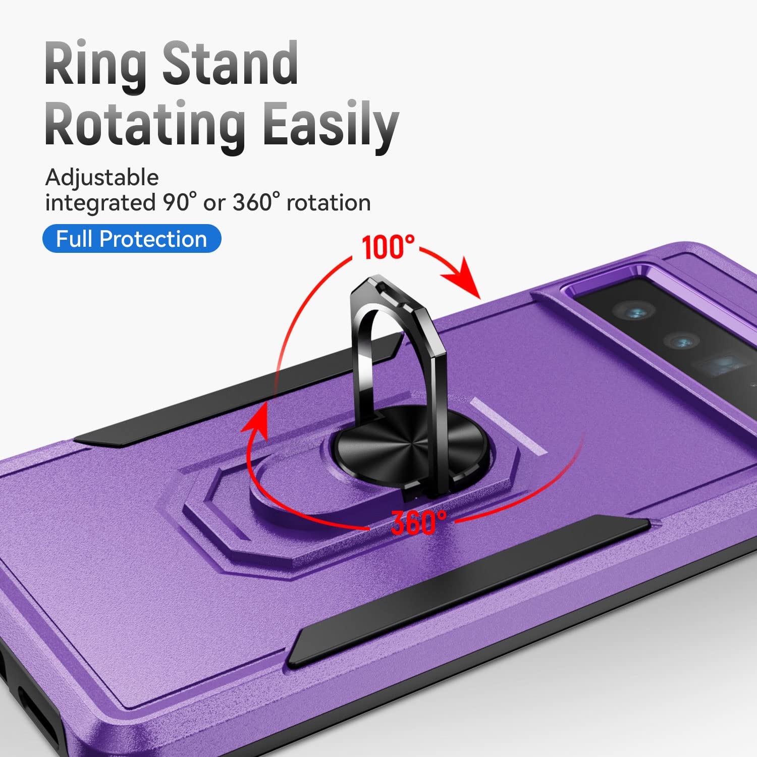 Fucozan for Google Pixel 7 Pro Case with Kickstand Armor Magnetic Ring Rugged Protective Military Grade Shockproof Case for Pixel 7 Pro Phone Case (Violet)