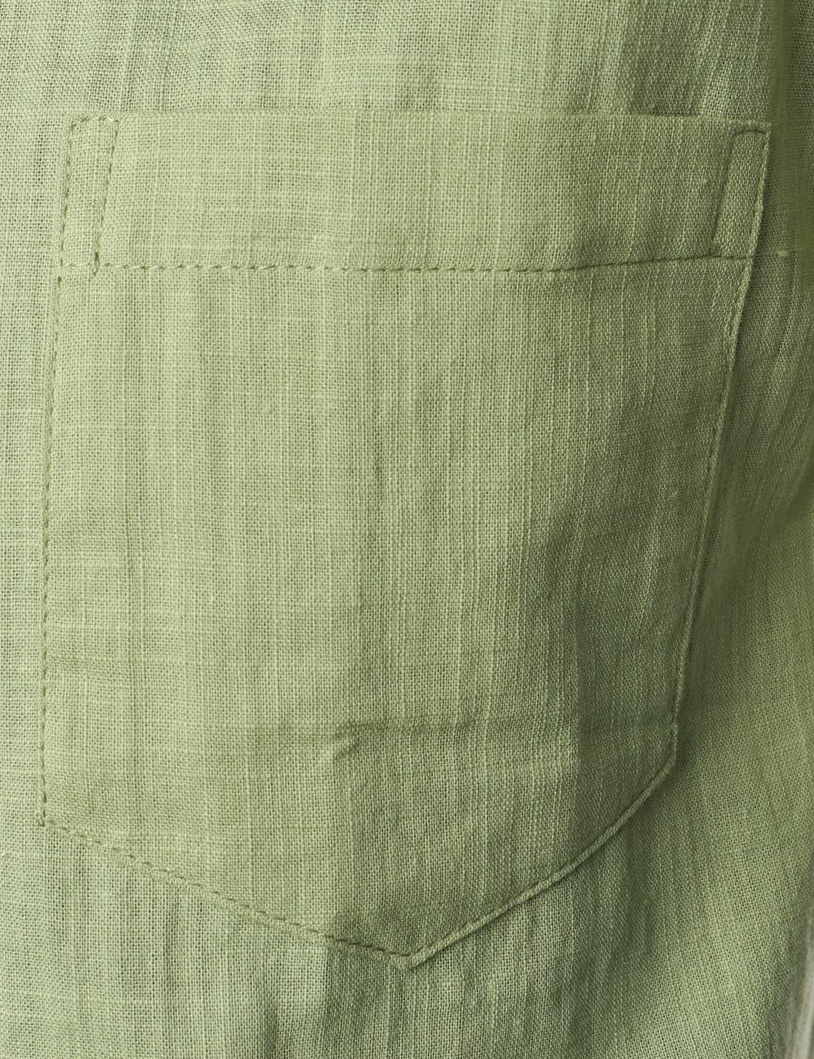 ZEROYAA Men's Fitted Cotton Linen Casual Short Sleeve Button Up Shirts Lightweight Beach Tops with Pocket ZLSC34-Bean Green Medium