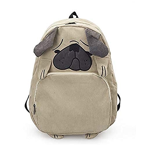 WILDFINDING 3D Dog/Fox Shape Backpack Cute Troubled Face Pug Animal Daypack For Girls (Dog), Medium